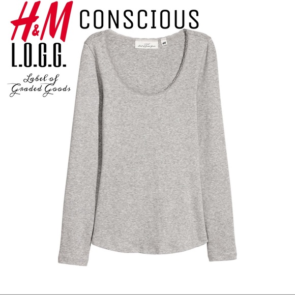 H&M | Tops | Hm Label Of Graded Goods Long Sleeve Organic Cotton ...